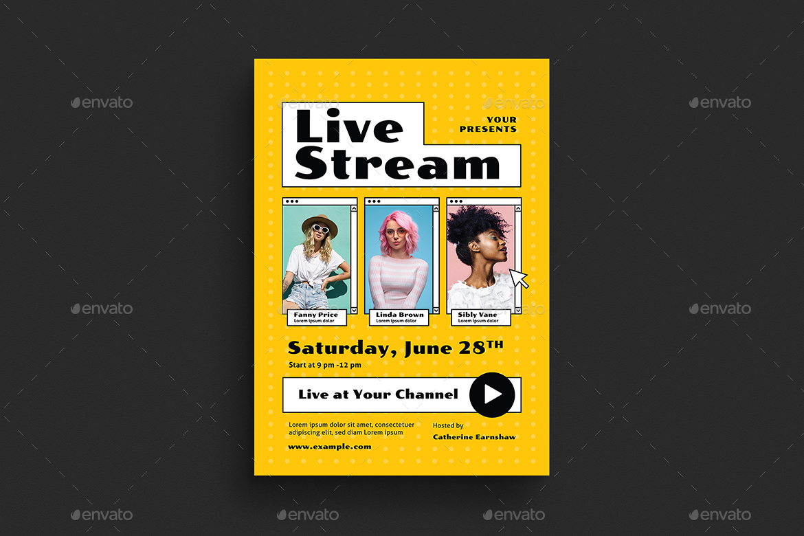 Live Stream Event Flyer Set, Print Templates | GraphicRiver