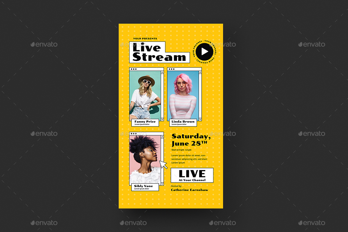 Live Stream Event Flyer Set, Print Templates | GraphicRiver
