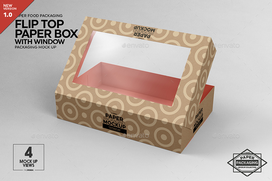 Paper Flip Top Box with Window Packaging Mockup, Graphics | GraphicRiver