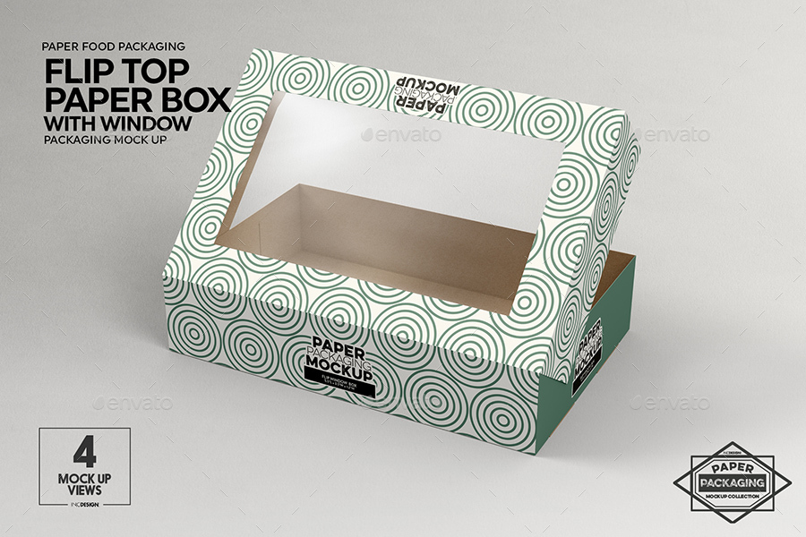 Paper Flip Top Box with Window Packaging Mockup, Graphics | GraphicRiver