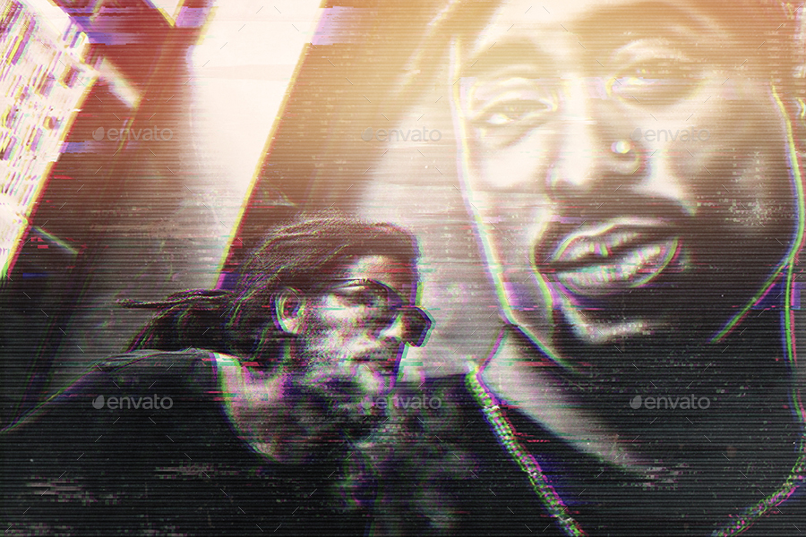 Glitch Effect Photoshop Photo Template, Graphics | GraphicRiver