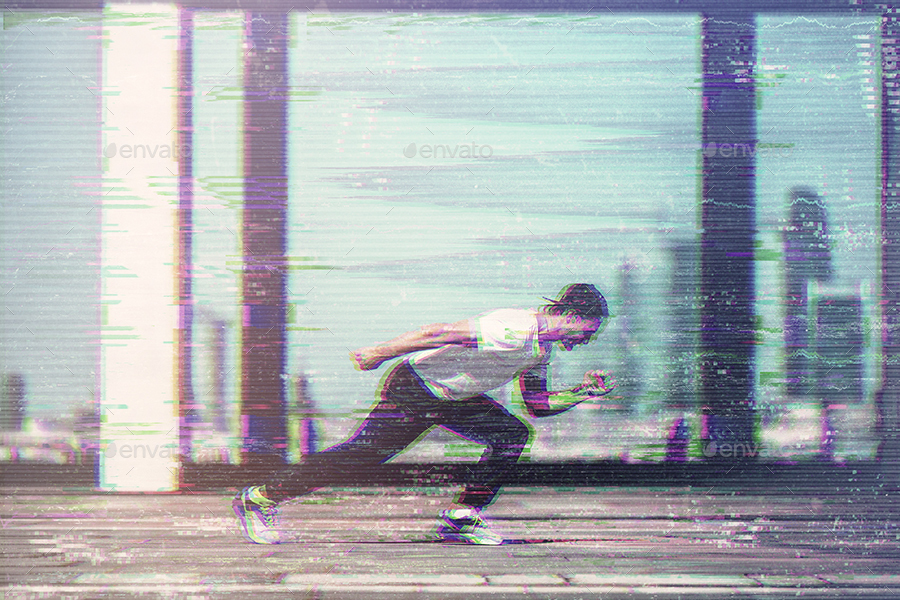 Glitch Effect Photoshop Photo Template, Graphics | GraphicRiver