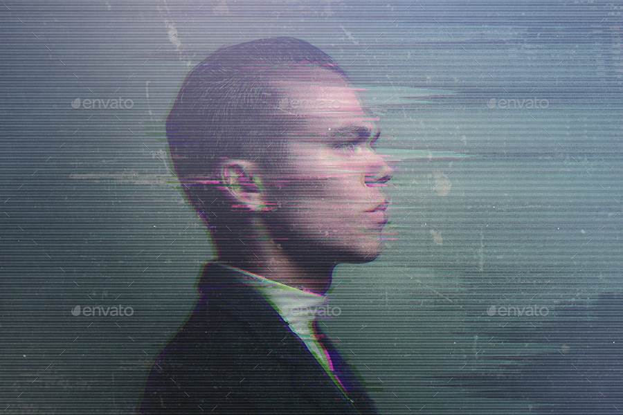 Glitch Effect Photoshop Photo Template, Graphics | GraphicRiver