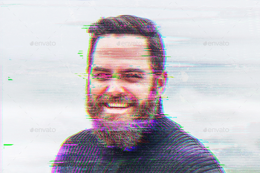 Glitch Effect Photoshop Photo Template, Graphics | GraphicRiver