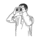 Man Looking Through Binoculars Sketch Vector, Vectors | GraphicRiver