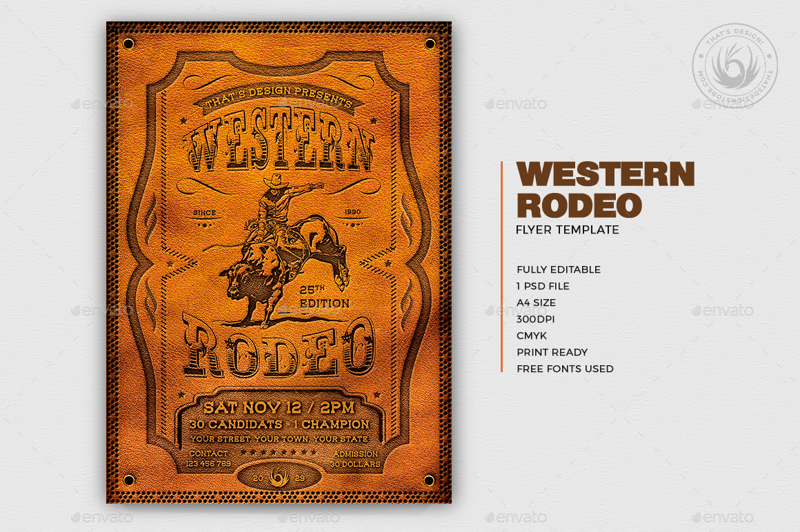 Western Rodeo Flyer Template V1, Print Templates | GraphicRiver