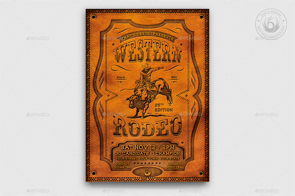Western Rodeo Flyer Template V1, Print Templates | GraphicRiver