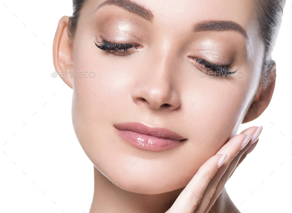 Clean skin grey eyes woman face macro Stock Photo by kiraliffe | PhotoDune