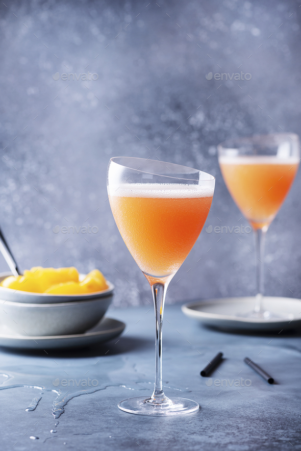 Traditional Italian cocktail bellini Stock Photo by OxanaDenezhkina