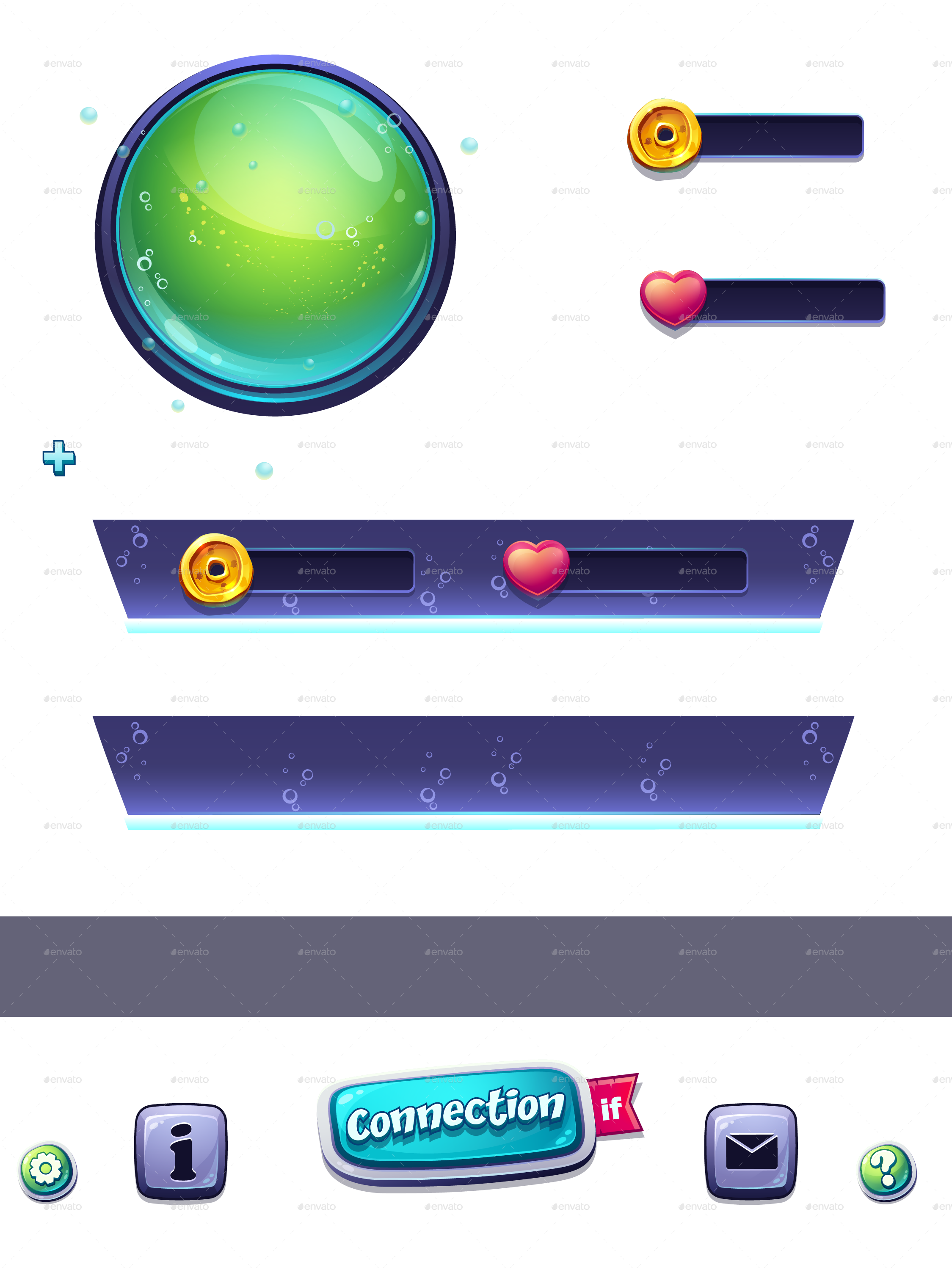 Fish World Casual Game UI, Game Assets | GraphicRiver