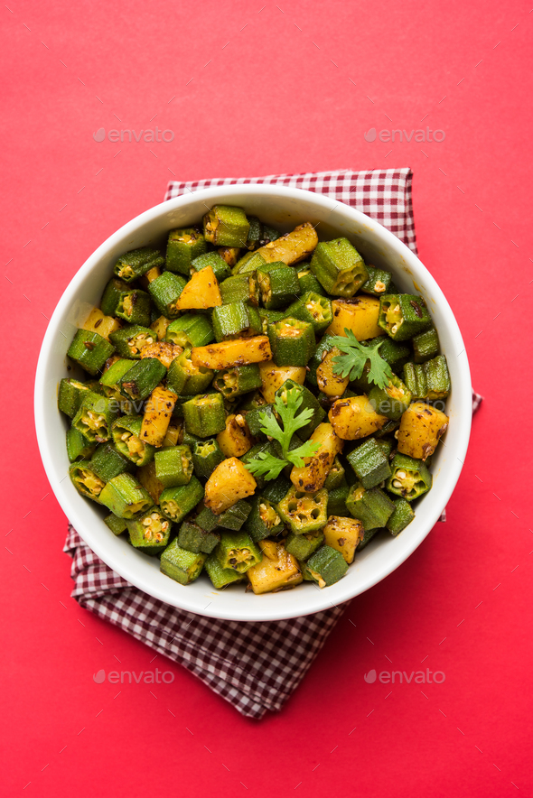 Bhindi / Okra Sabzi Or Ladyfinger Vegetable Recipe Stock Photo by ...