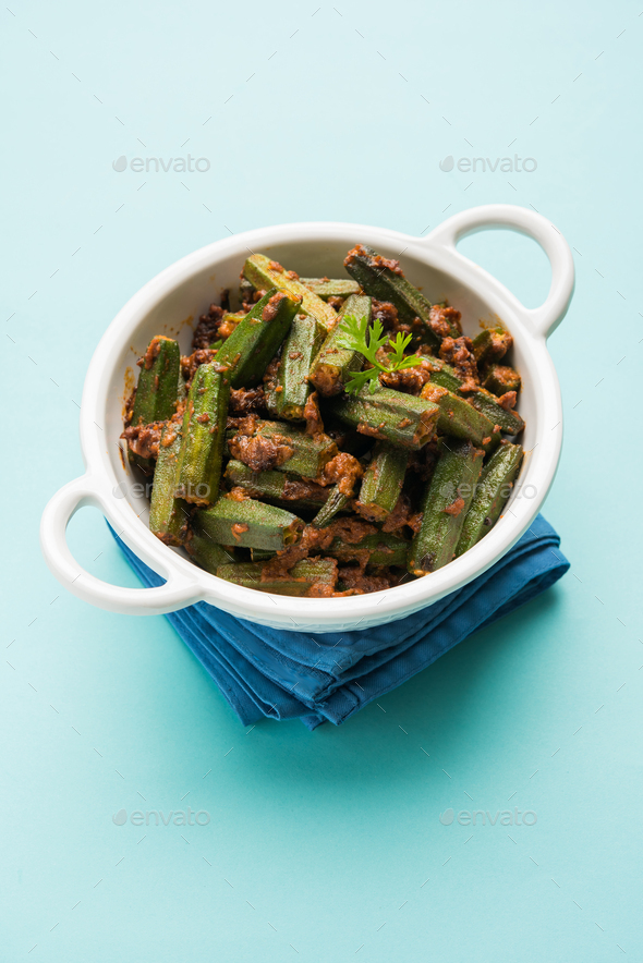 Bhindi / Okra Sabzi Or Ladyfinger Vegetable Recipe Stock Photo by ...