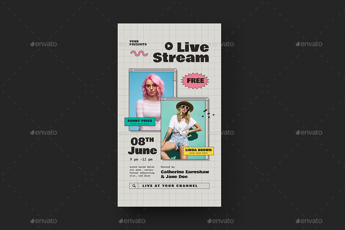 Live Stream Event Flyer Set, Print Templates | GraphicRiver
