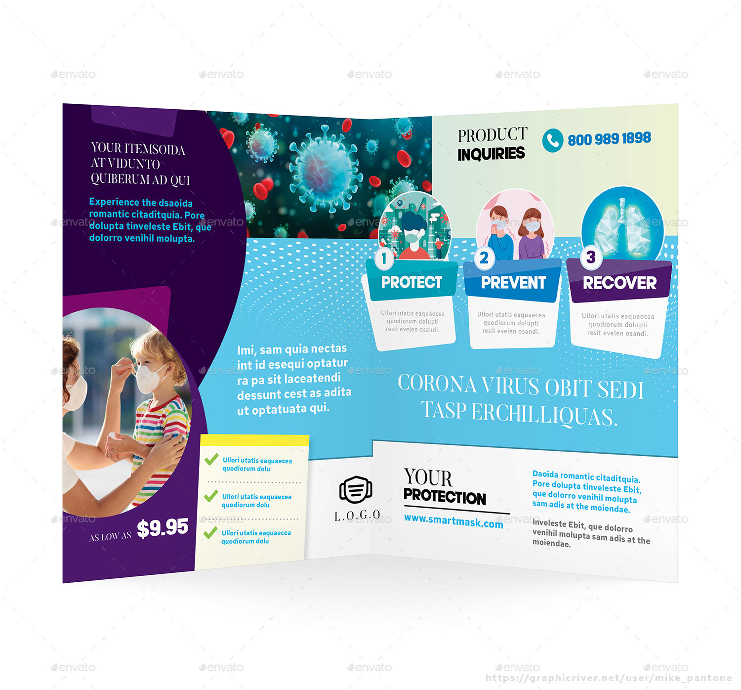 Protection Mask Bifold Brochure, Print Templates | GraphicRiver