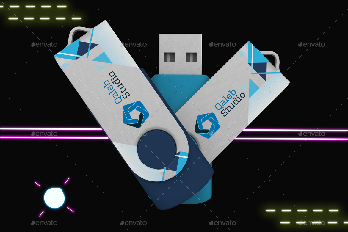 Neon Flash Memory Mockup, Graphics | GraphicRiver