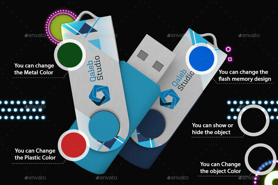 Neon Flash Memory Mockup, Graphics | GraphicRiver