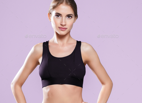 Woman sporty body beautiful skin healthy model Stock Photo by kiraliffe