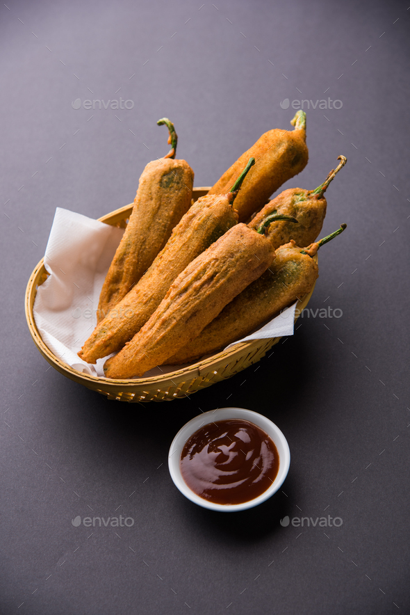 Mirch Pakoda / Chilli Fritter / Mirchi Pakora Stock Photo by ...