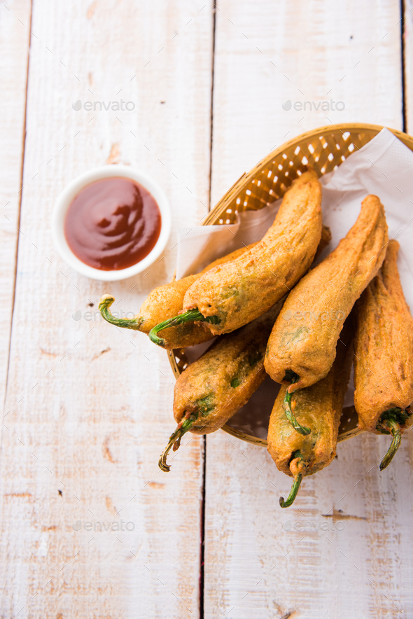 Mirch Pakoda / Chilli Fritter / Mirchi Pakora Stock Photo by ...