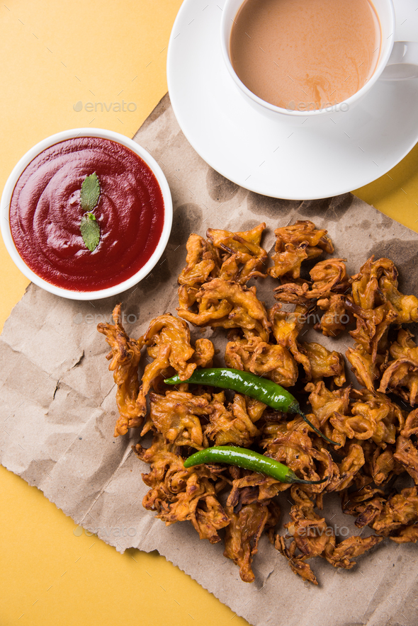 Onion Fritters / Pyaj Pakora / Kanda Bajji Stock Photo by stockimagefactory