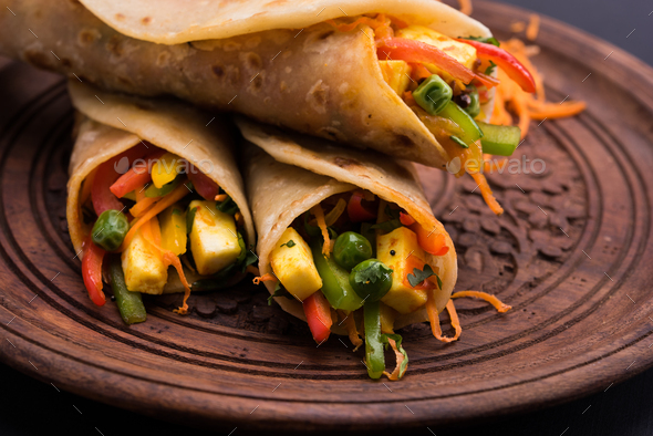 Veg Spring Roll / Chapati Wrap / Veg Roll Stock Photo by stockimagefactory