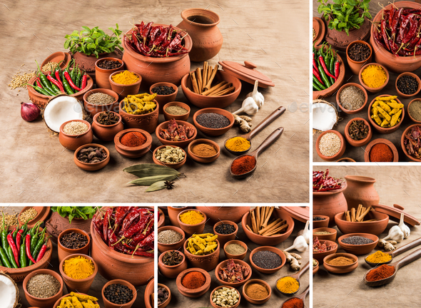 Collage of Indian Spices Stock Photo by stockimagefactory | PhotoDune