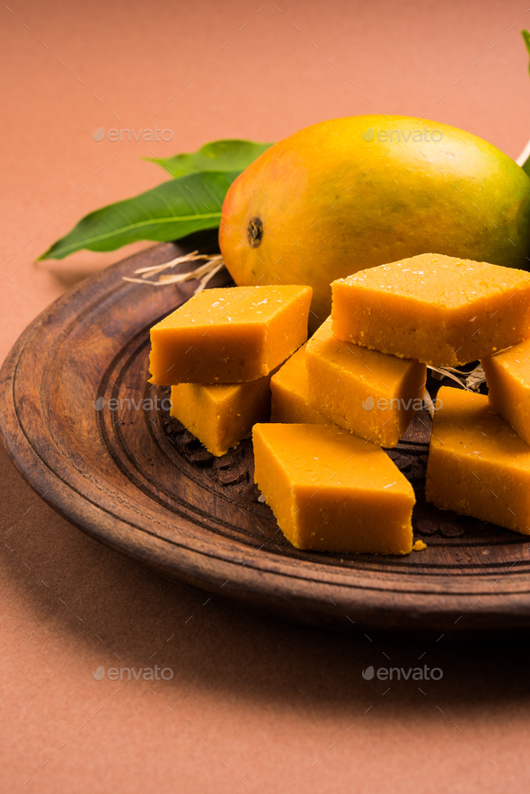 Amba Vadi or Alphonso Mango Burfi Stock Photo by stockimagefactory