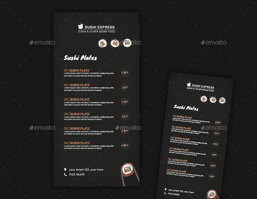 Illustrated Sushi Menu, Print Templates | GraphicRiver
