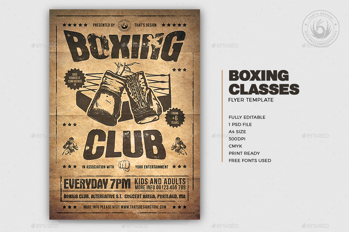 Boxing Classes Flyer Template V2, Print Templates | GraphicRiver