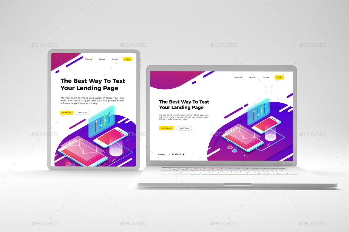 Clean Responsive Mockup V.4 by QalebStudio | GraphicRiver