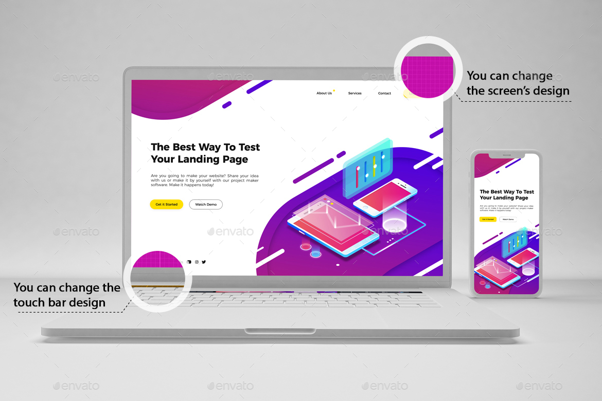 Clean Responsive Mockup V.4 by QalebStudio | GraphicRiver