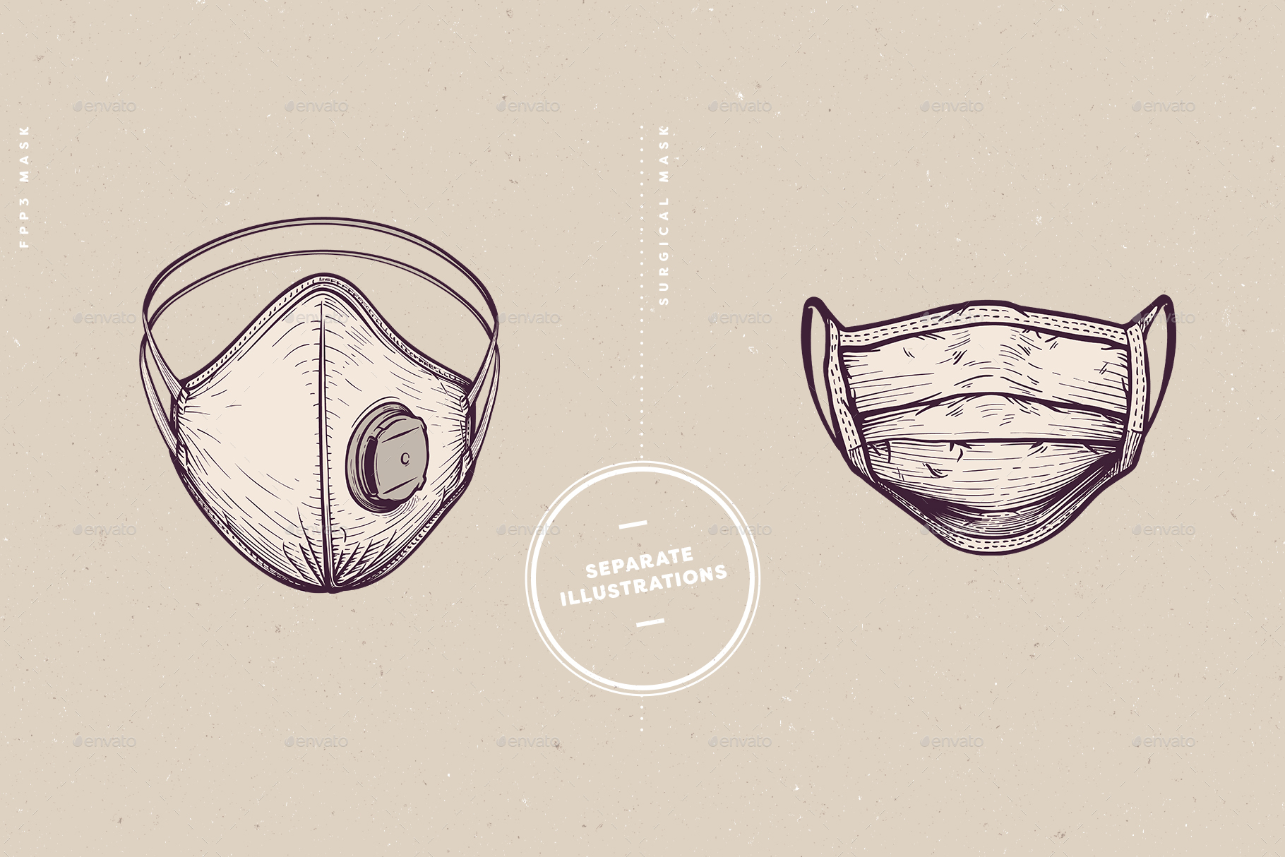 Corona Vintage Face Masks, Vectors | GraphicRiver