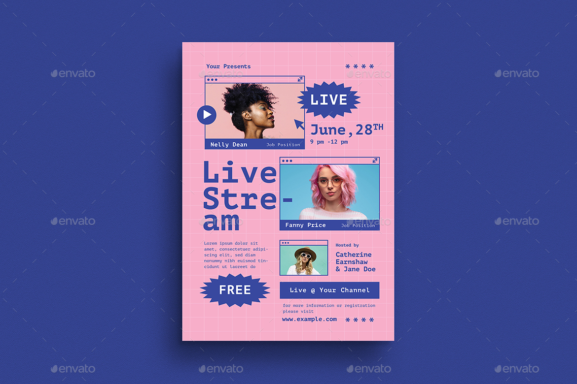 Live Stream Event Flyer Set, Print Templates | GraphicRiver