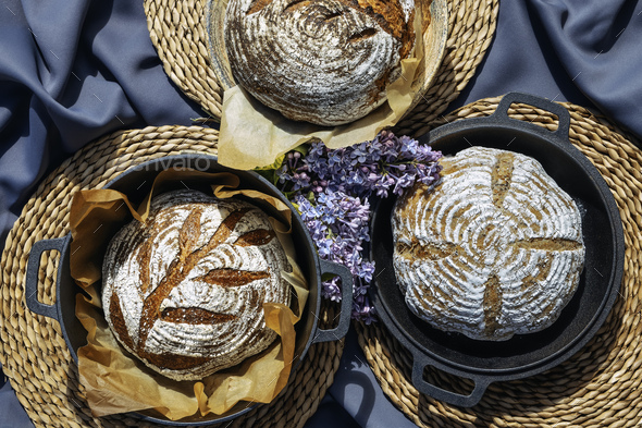 Homemade bread. Healthy food. Top view Stock Photo by voimages | PhotoDune