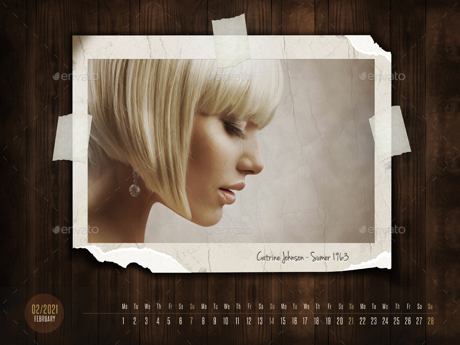 Customizable Vintage Calendar 2021 Photo Frame V08, Graphics | GraphicRiver