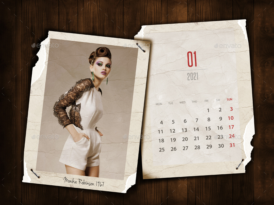Customizable Vintage Calendar 2021 Photo Frame V08, Graphics | GraphicRiver