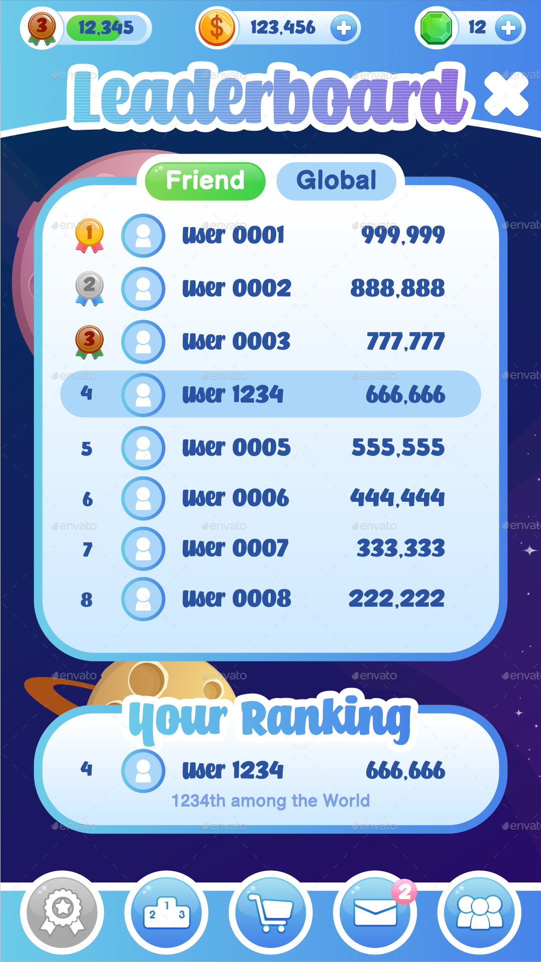 Space Theme GUI Pack 6, Game Assets | GraphicRiver