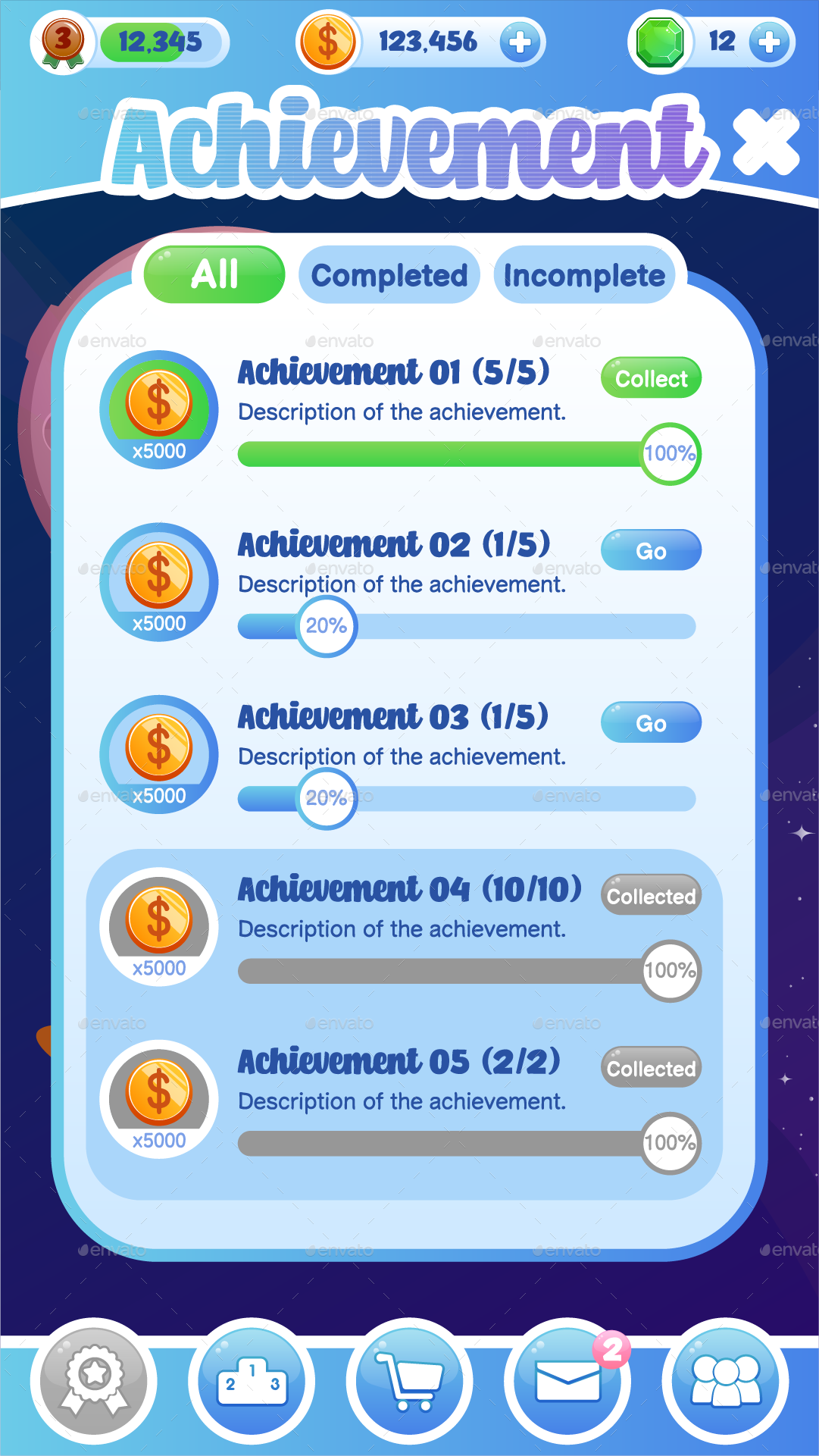 Space Theme GUI Pack 6, Game Assets | GraphicRiver