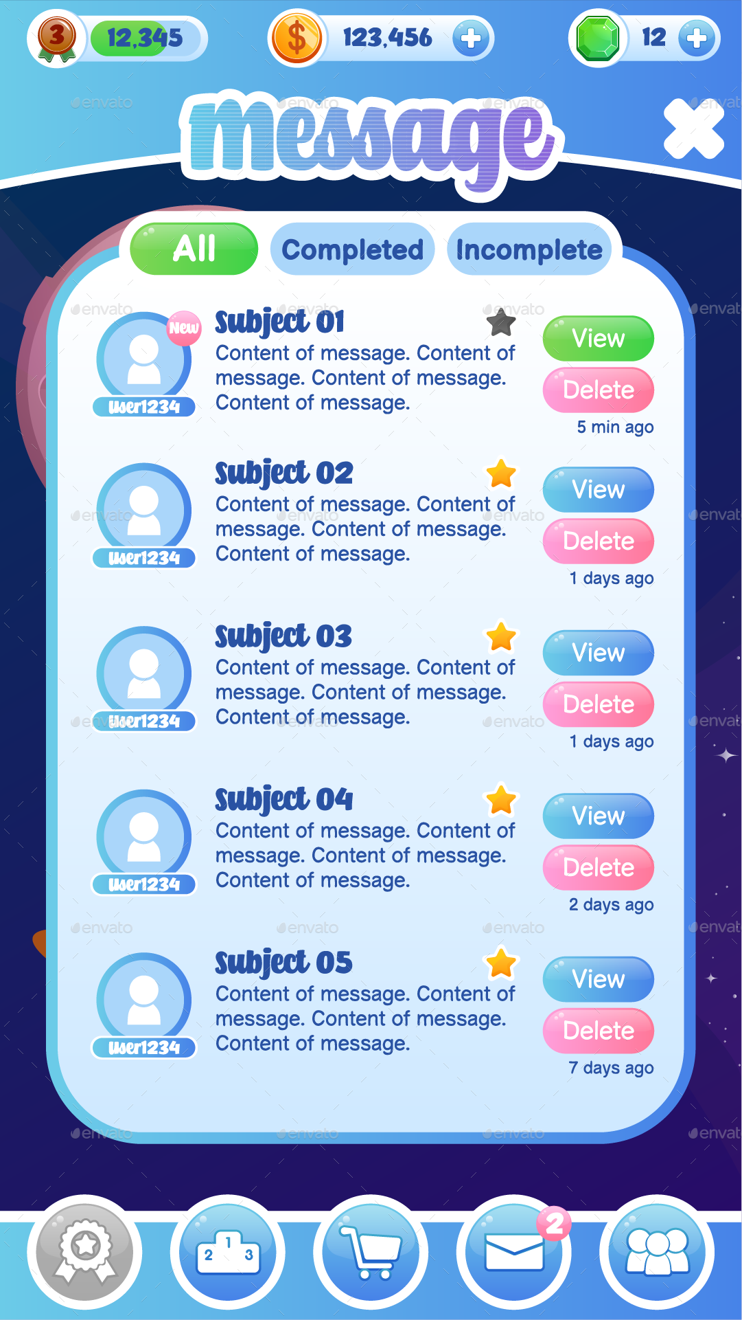 Space Theme GUI Pack 6, Game Assets | GraphicRiver
