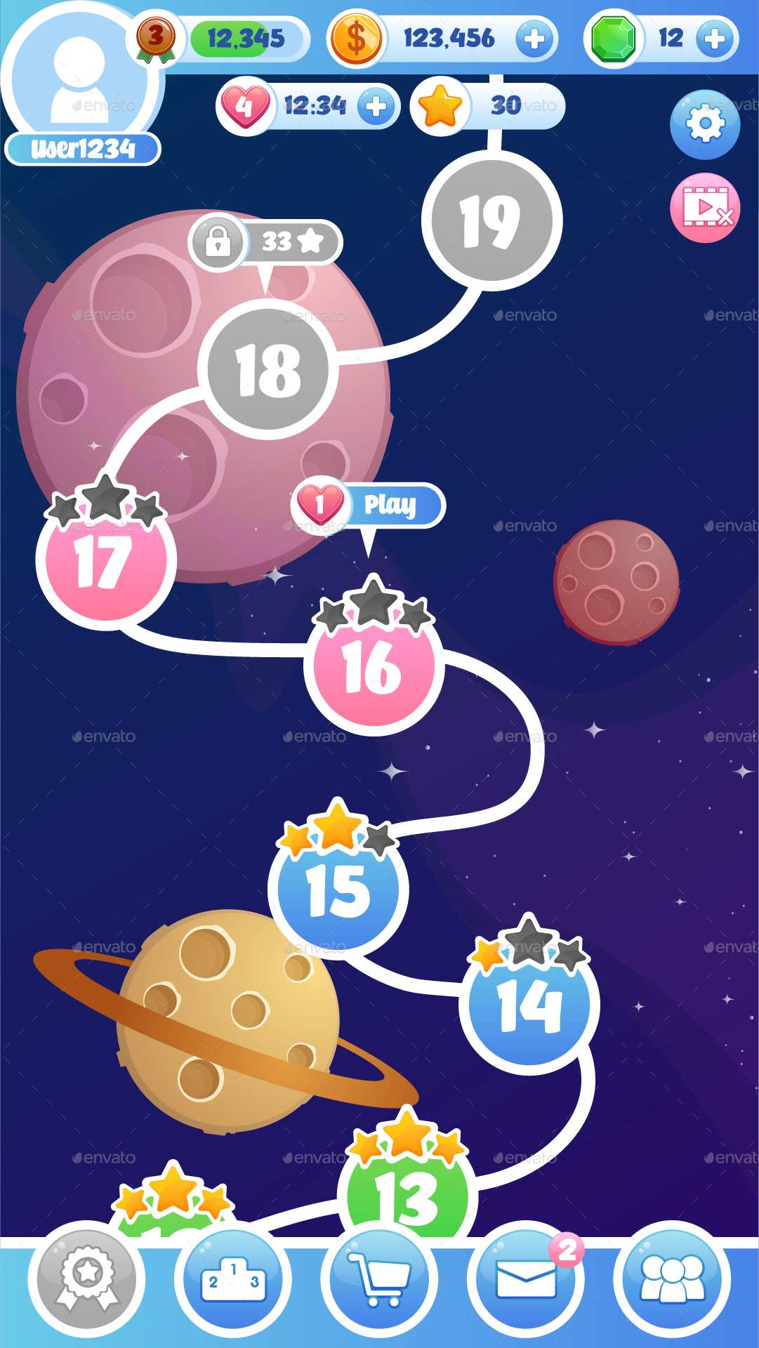Space Theme GUI Pack 6, Game Assets | GraphicRiver