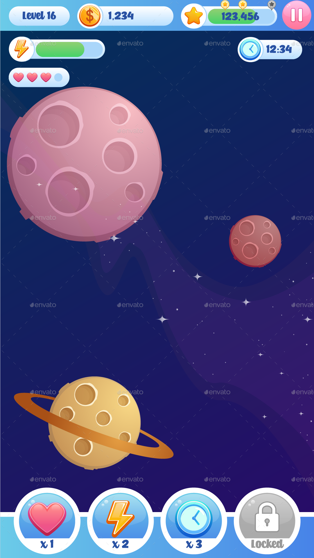 Space Theme GUI Pack 6, Game Assets | GraphicRiver