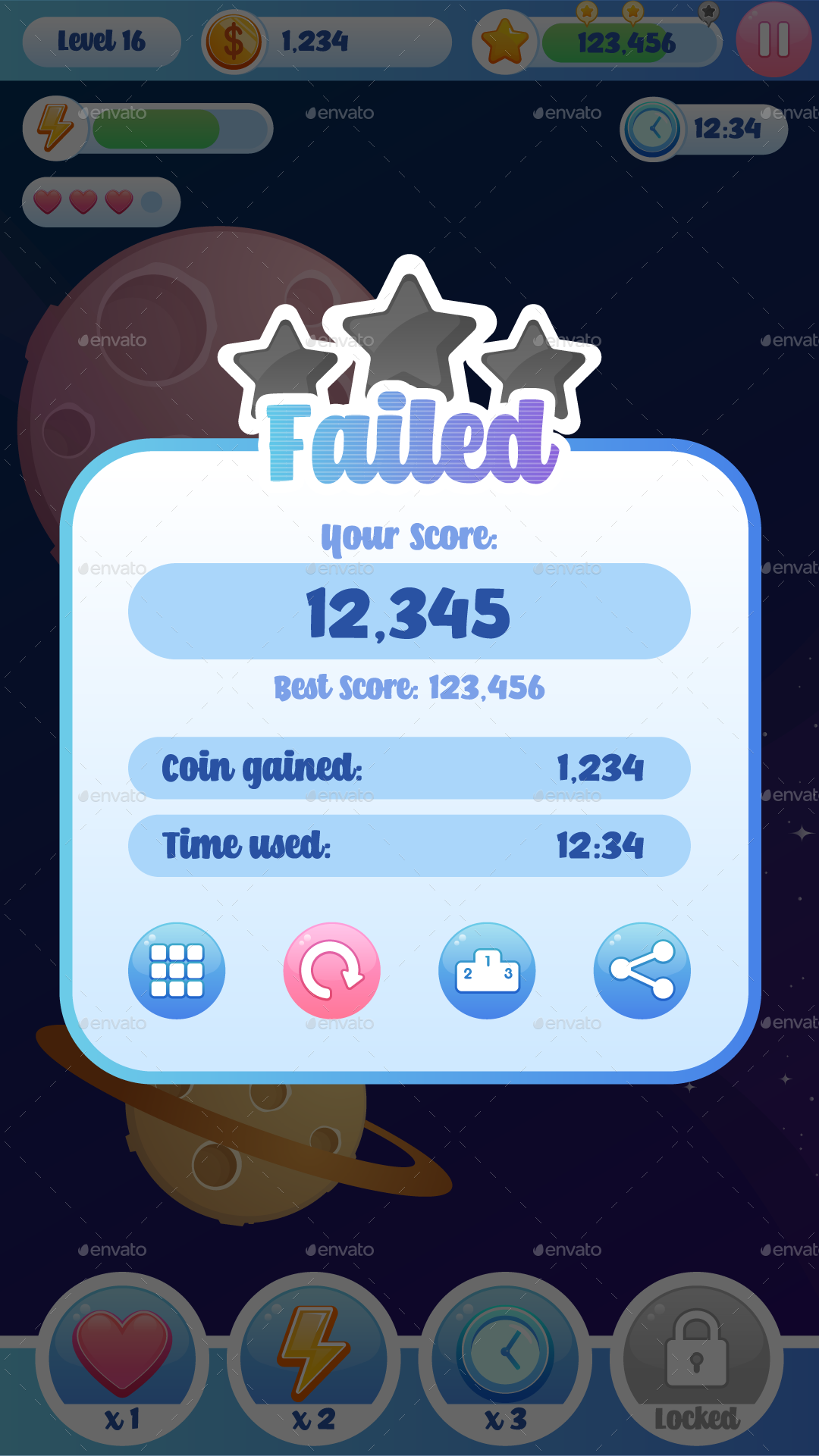 Space Theme GUI Pack 6, Game Assets | GraphicRiver