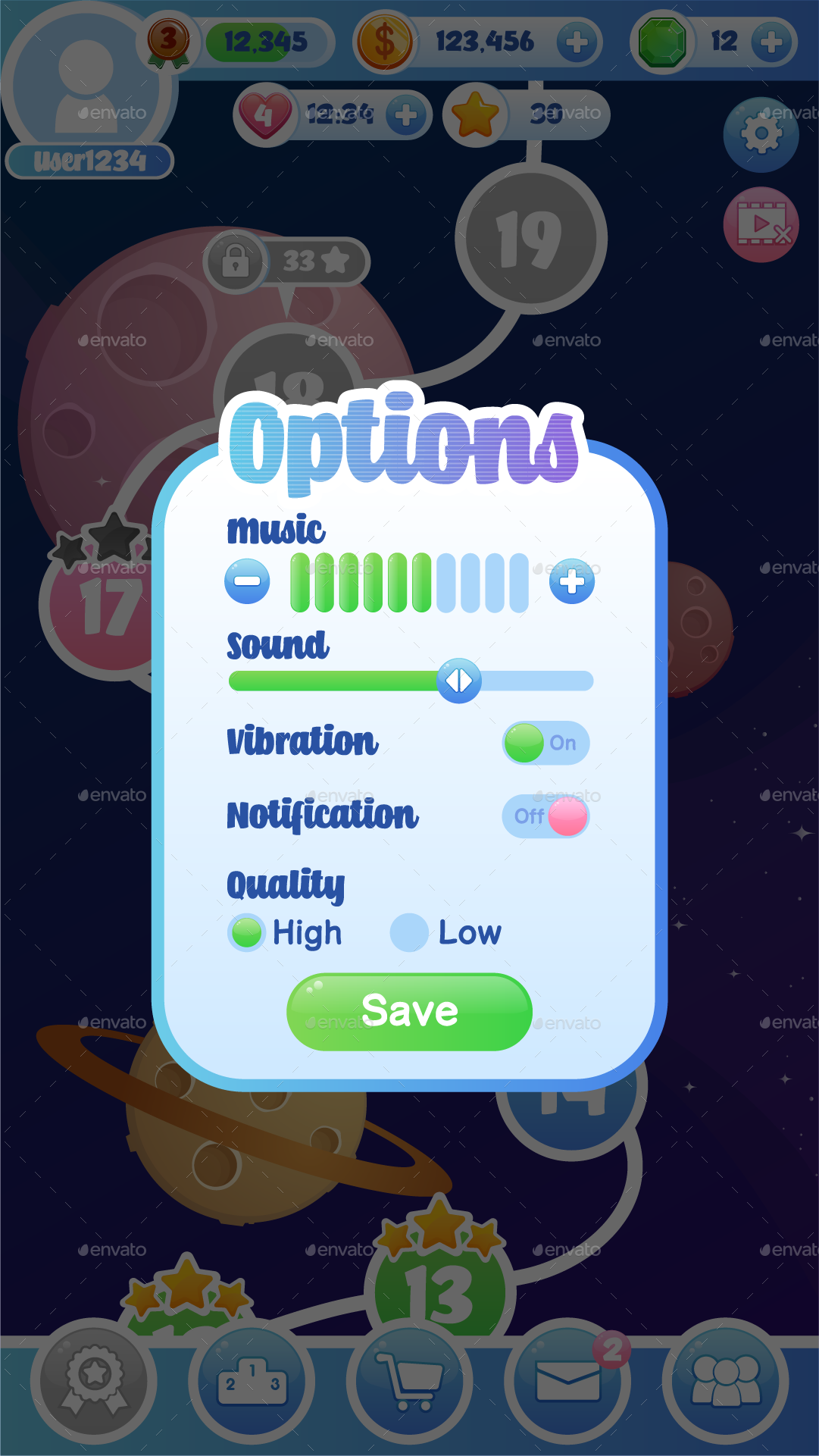 Space Theme GUI Pack 6, Game Assets | GraphicRiver