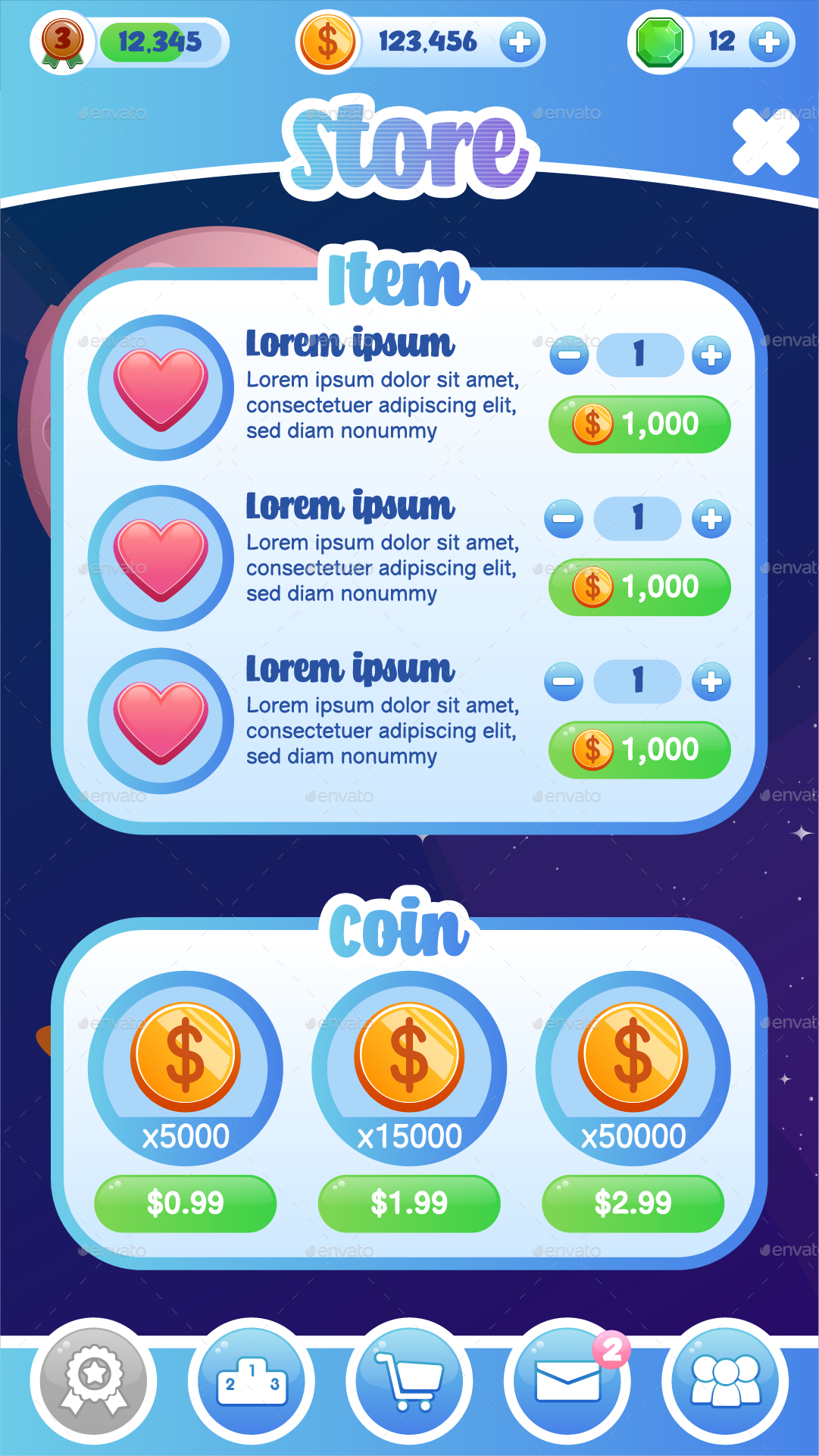 Space Theme GUI Pack 6, Game Assets | GraphicRiver