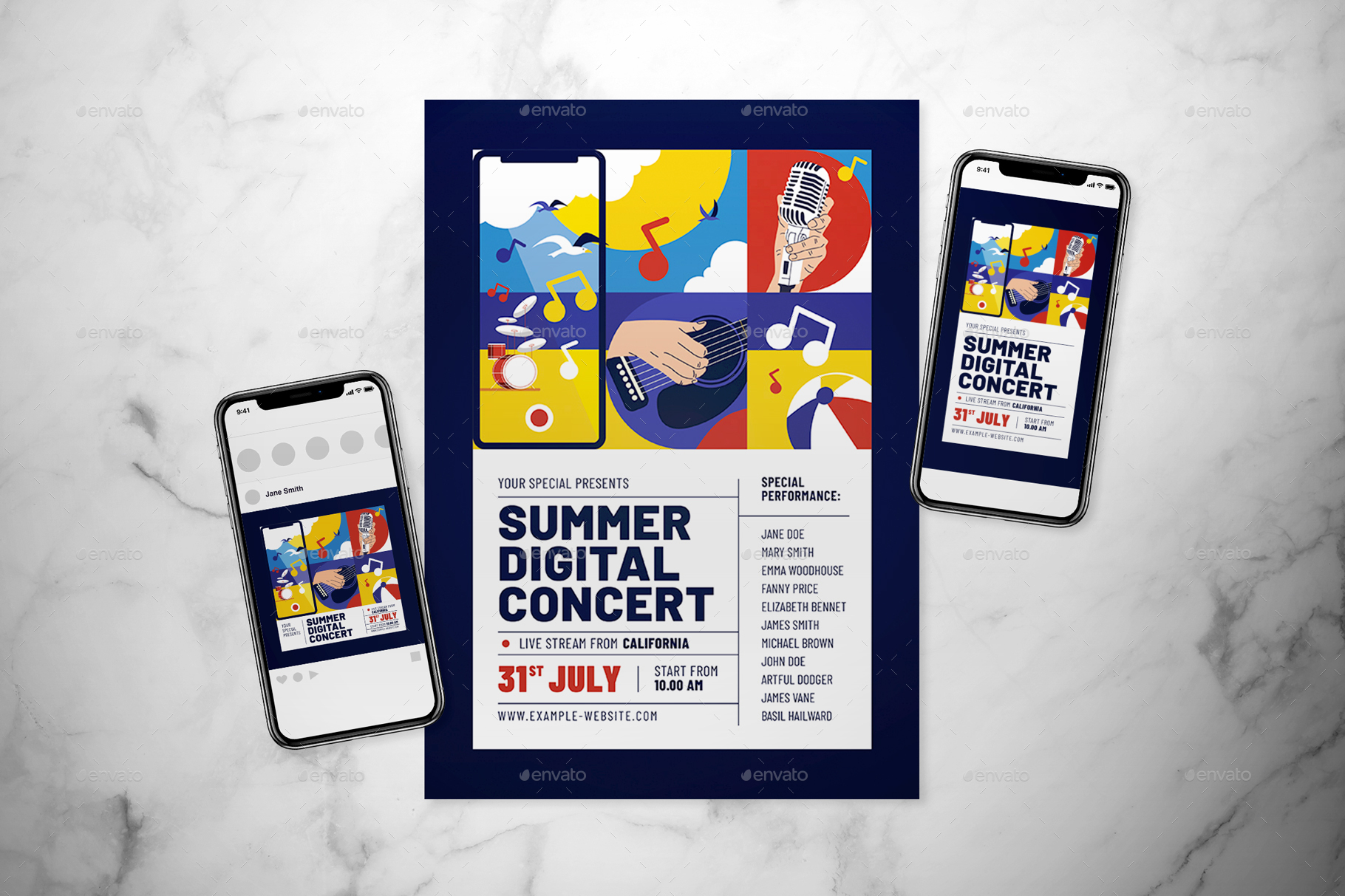 Summer Digital Concert Flyer Set, Print Templates | GraphicRiver