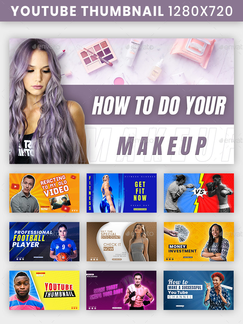Youtube Thumbnail Templates, Web Elements | GraphicRiver