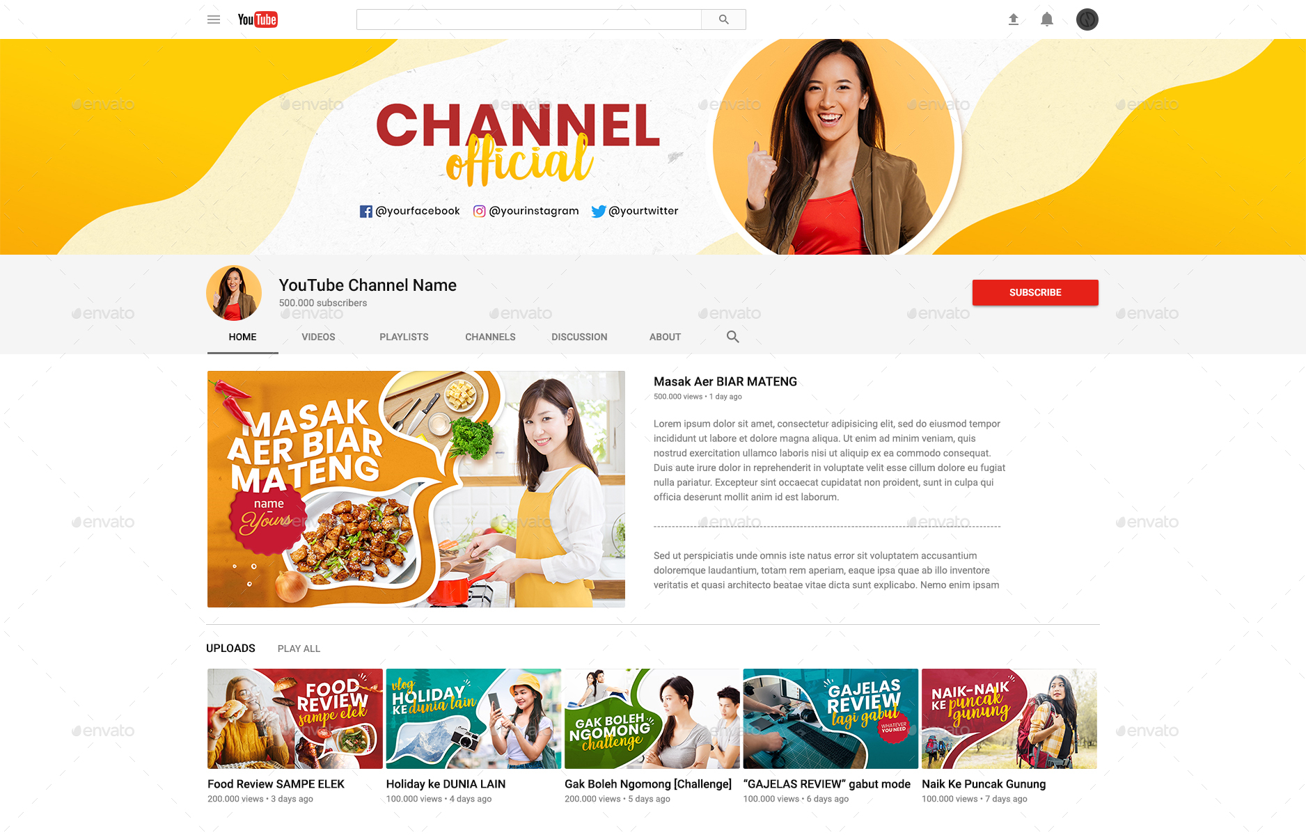 Vlogger Youtube Thumbnail, Web Elements | GraphicRiver