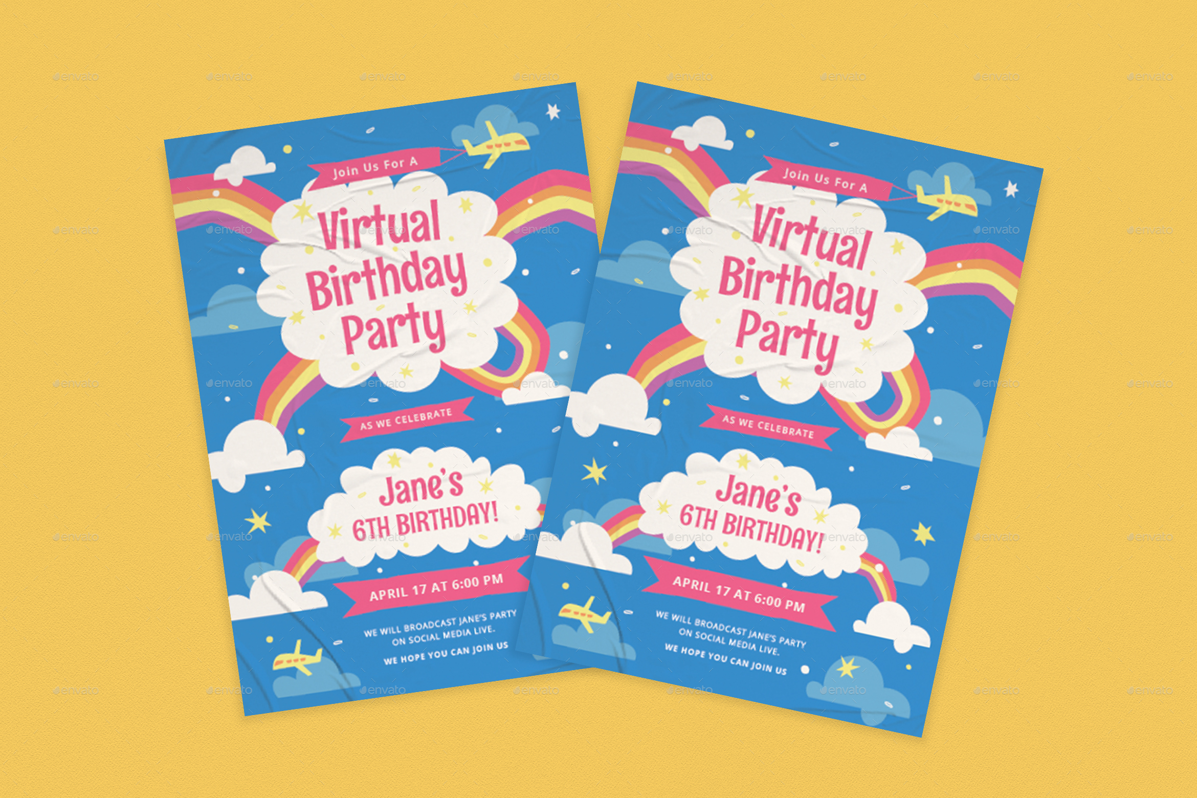 Virtual Birthday Flyer Pack, Print Templates | GraphicRiver