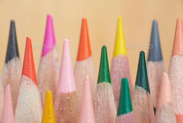 Close-up view colorful of the color pencils Stock Photo by Studio_OMG