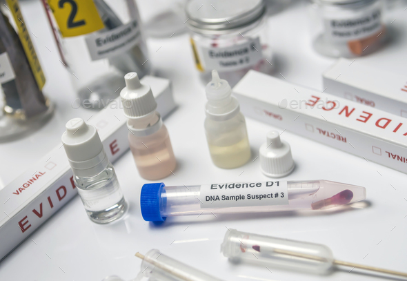 Detail of DNA sampling box in Laboratorio forensic equipment ...